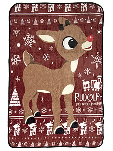 Bioworld Rudolph The Red-Nosed Reindeer Soft Plush Fleece Throw Blanket 45" x 60"