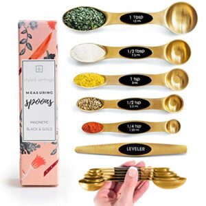 magnetic measuring spoons set - stainless steel measuring spoons - magnetic measuring spoon set, gold measuring spoons magnetic, cute measuring spoons for cooking & baking