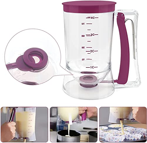 Toparad Pancake Cupcake Batter Dispenser, Bakeware Maker with Measuring Label, Perfect Baking Tool for Cupcakes, Waffles, Muffin Mix, Cake or Any Baked Goods