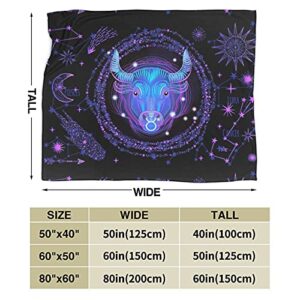 Taurus Throw Blanket Flannel Constellations Blanket Warm & Soft 12 Horoscope Astrology Throw Blankets Constellation Theme Home Décor 50"X40"