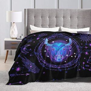 Taurus Throw Blanket Flannel Constellations Blanket Warm & Soft 12 Horoscope Astrology Throw Blankets Constellation Theme Home Décor 50"X40"