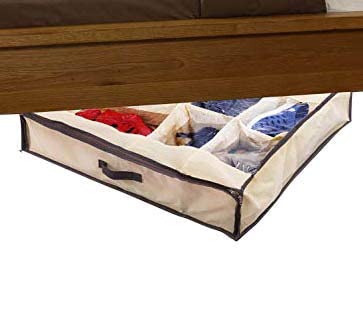 Shonpy 3pcs underbed shoe cloths Organizer 6 Cells Underbed Foldable Closet Organizers,Beige