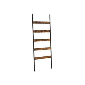 fcmld rustic slanted ladder shelf, towel rack, 5 tier, 65cm width, steel frame, for blankets, towels, scarves