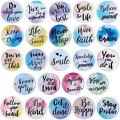 Inspirational Magnets Watercolor Round Motivational Magnets Inspirational Quote Refrigerator Magnets Cute Magnets with Quotes Encouragement Magnets for Locker Whiteboard(Classic Style,24 Pieces)