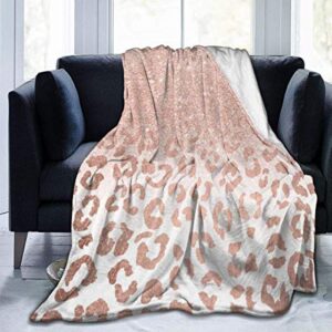 blanket rose gold glitter ombre leopard pattern velvet blanket cozy polyester bed blanket quilt skin-friendly fleece blanket washable throw blanket carpet for home fall winter spring 60"x50