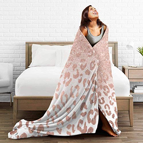 Blanket Rose Gold Glitter Ombre Leopard Pattern Velvet Blanket Cozy Polyester Bed Blanket Quilt Skin-friendly Fleece Blanket Washable Throw Blanket Carpet For Home Fall Winter Spring 60"x50