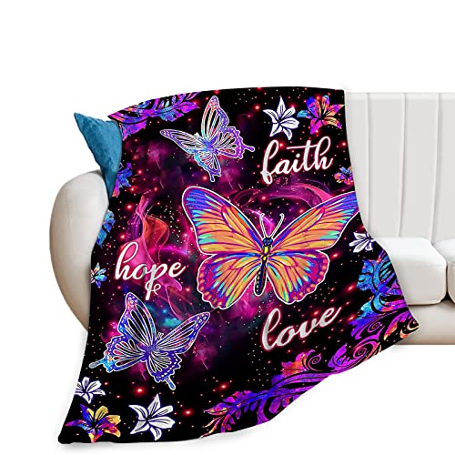 Butterfly Blanket Colorful Butterfly Fleece Throw Blanket Super Soft Cozy Warm Plush Blanket Gifts for Kids Women 40"X50"