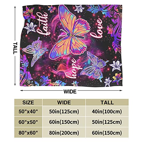 Butterfly Blanket Colorful Butterfly Fleece Throw Blanket Super Soft Cozy Warm Plush Blanket Gifts for Kids Women 40"X50"