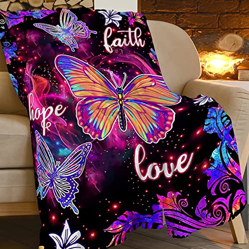 Butterfly Blanket Colorful Butterfly Fleece Throw Blanket Super Soft Cozy Warm Plush Blanket Gifts for Kids Women 40"X50"