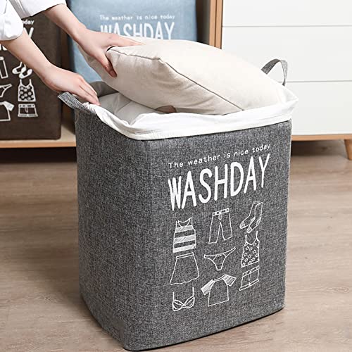 Loading Clothes Storage Box Household Storage Moving Box Wardrobe Finishing Fabric Clothes Cotton Storage Folding Box Extra Large Blanket Storage Bag-75L