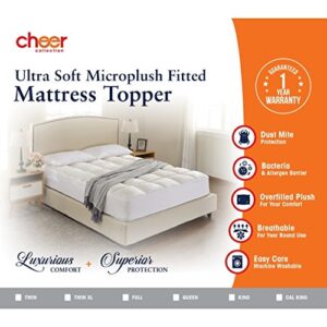 Cheer Collection Ultra Plush Mattress Topper - Overfilled Deep Pocket Pillowtop Topper for Extra Sleeping Comfort - Twin