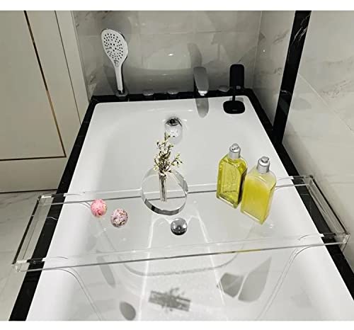 GANFANREN Bathtub Storage Rack Bath Tray Transparent Shelf Tub Multi-Function Bathroom Tools Towel Storage Shelf