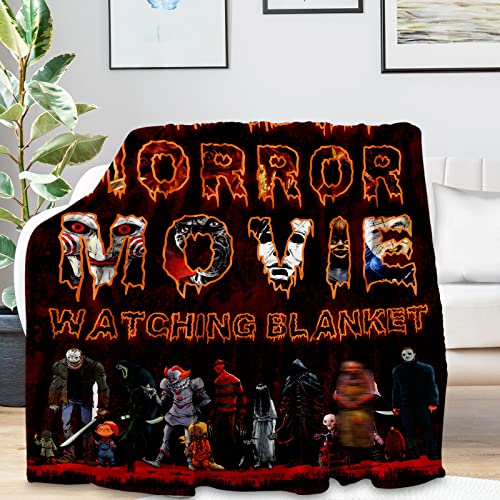 Horror Movie Blanket, Halloween Throw Blankets Soft Fleece Flannel Blankets Christmas Decor Bed Throws for Adult Gift Blankets 60X50 Inch