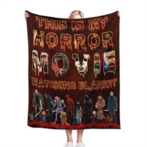 Horror Movie Blanket, Halloween Throw Blankets Soft Fleece Flannel Blankets Christmas Decor Bed Throws for Adult Gift Blankets 60X50 Inch