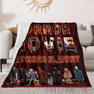 Horror Movie Blanket, Halloween Throw Blankets Soft Fleece Flannel Blankets Christmas Decor Bed Throws for Adult Gift Blankets 60X50 Inch