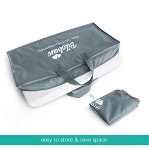 Waterproof Pack and Play Mattress Topper with 2 Pack Portable Carry Bag for Trifold Mattress to Travel, Gray