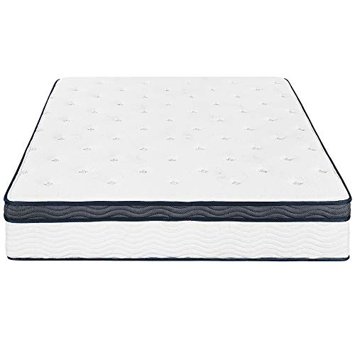 PrimaSleep 12 inch Euro Top Spring Mattress,White,Comfort Layers,Dark Green Piping, (King)