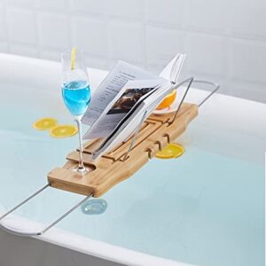 GANFANREN Bath Tub Tray Spa Bathtub Book Wine Tablet Holder Reading Rack Bathtub Multi-Function Bathroom Accessories