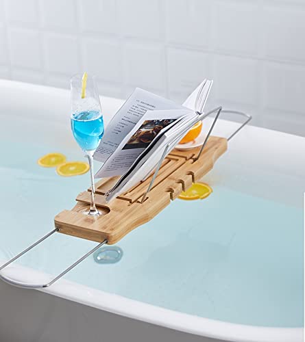 GANFANREN Bath Tub Tray Spa Bathtub Book Wine Tablet Holder Reading Rack Bathtub Multi-Function Bathroom Accessories