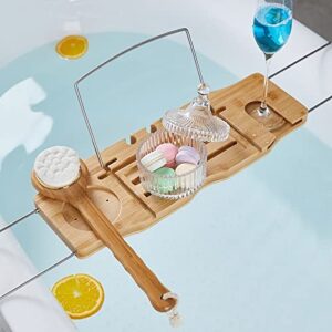 GANFANREN Bath Tub Tray Spa Bathtub Book Wine Tablet Holder Reading Rack Bathtub Multi-Function Bathroom Accessories