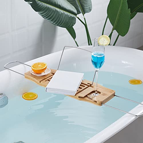 GANFANREN Bath Tub Tray Spa Bathtub Book Wine Tablet Holder Reading Rack Bathtub Multi-Function Bathroom Accessories