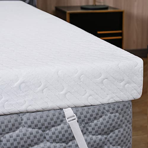 VALUXE 3 Inch Gel Memory Foam Mattress Topper Queen Size High Density Cooling Pad Pressure Relief Bed Topper (with Removable & Washable Bamboo Cover)