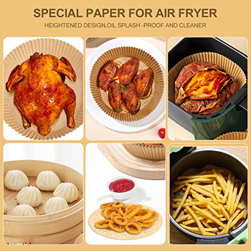 air fryer liners,air fryer liners disposable,200 pieces round air fryer baking paper oil-proof,waterproof, non-stick basket liner for baking microwave oven,air fryer use (7.8 * 6.3 * 1.8in)