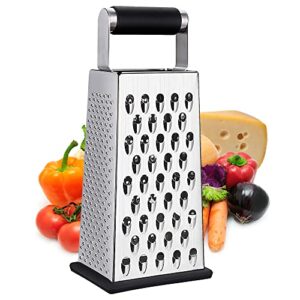 cheese grater, box grater for cheese stainless steel vegetable slicer food shredder 4-sided convenience gadgets for kitchen