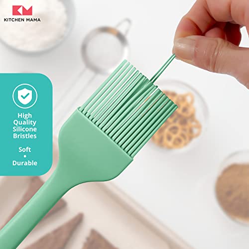 Kitchen Mama Silicone Basting Pastry Brush: Set of 2 Heat Resistant Basting Brushes for Baking, Grilling, Cooking and Spreading Oil, Butter, BBQ Sauce, or Marinade. Dishwasher Safe(Teal)