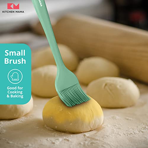 Kitchen Mama Silicone Basting Pastry Brush: Set of 2 Heat Resistant Basting Brushes for Baking, Grilling, Cooking and Spreading Oil, Butter, BBQ Sauce, or Marinade. Dishwasher Safe(Teal)