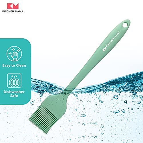 Kitchen Mama Silicone Basting Pastry Brush: Set of 2 Heat Resistant Basting Brushes for Baking, Grilling, Cooking and Spreading Oil, Butter, BBQ Sauce, or Marinade. Dishwasher Safe(Teal)