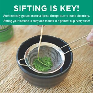 Jade Leaf Traditional Matcha Starter Set - Bamboo Matcha Whisk (Chasen), Scoop (Chashaku), Stainless Steel Sifter, Fully Printed Handbook - Japanese Tea Set