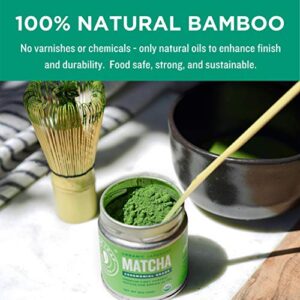 Jade Leaf Traditional Matcha Starter Set - Bamboo Matcha Whisk (Chasen), Scoop (Chashaku), Stainless Steel Sifter, Fully Printed Handbook - Japanese Tea Set