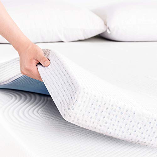 TOYABR Mattress Topper Gel-Infused Memory Foam Bed Pad with Ventilated Design Relieving Pressure and Pain for Good Sleep, with Removable Washable Cover(4 Inch,Full)