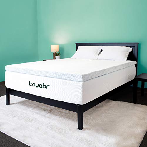 TOYABR Mattress Topper Gel-Infused Memory Foam Bed Pad with Ventilated Design Relieving Pressure and Pain for Good Sleep, with Removable Washable Cover(4 Inch,Full)