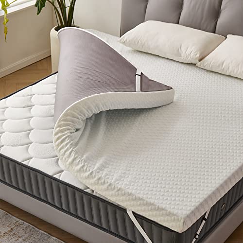 Gel Infused Memory Foam Mattress Topper with Breathable Bamboo Cover - 3 Inches Soft Mattress Pad for Dorm Bed Mattress Upgration, Zero Pressure Mattress Topper for Back Pain Relief, Full 53"x75"x3"