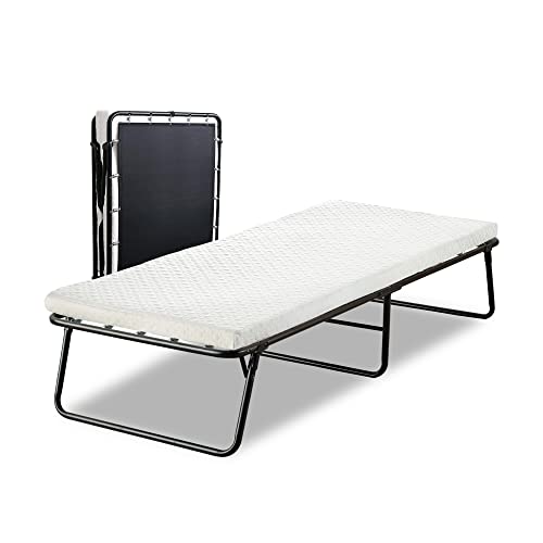 Mayton, 14-Inch Rollaway Folding Cot Bed with 3" Memory Foam Mattresses, Sturdy Metal Folding Frame, Fully Assembled, Great for Adults and Kids, 31-Inch, White