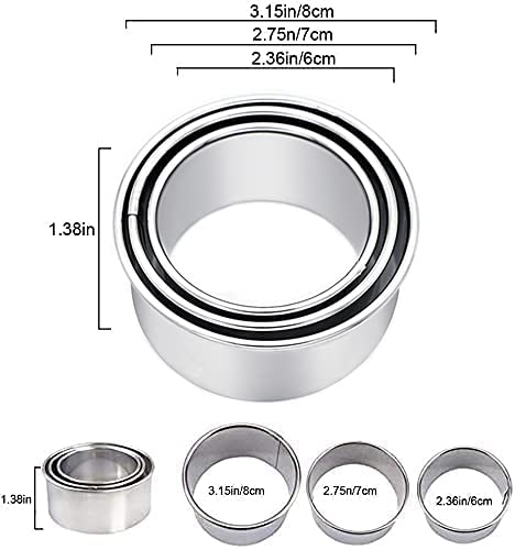 Biscuit Cutters, Round Cookie Cutters/Stainless Steel Dumpling Skin Cutters/Cake Pastry Cutters/Cake Cookie Scone Cutters Molds stamps for Cooking Baking (3Pcs, Plain Edge)