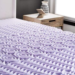 LUCID 2 Inch 5 Zone Lavender Memory Foam Mattress Topper - Twin XL & Premium Hypoallergenic 100% Waterproof Mattress Protector - Universal Fit, Cotton Terry Top, Twin XL