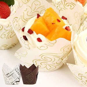 LotFancy Tulip Cupcake Liners, 200pc Muffin Liners, Cupcake Paper Wrappers, Baking Cup Holder for Wedding, Birthday, Party, Standard Size, 5 Colors