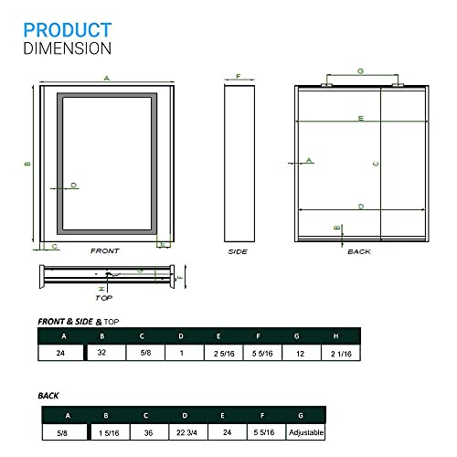 LEDMyplace 48 X 28 Inch LED Lighting Medicine Cabinet Double Sided Mirror On/Off Switch ETL RoHS Listed 90+ CRI Surface Mount LED Mirror Medicine Cabinet with Lights Benign Style