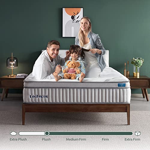 14 Inch Queen Mattress, Lechepus MDI Memory Foam Hybrid Mattresses with Individual Pocket Spring, Medium Plush Comfy Mattress in a Box for Cool Sleep & Pressure Relief