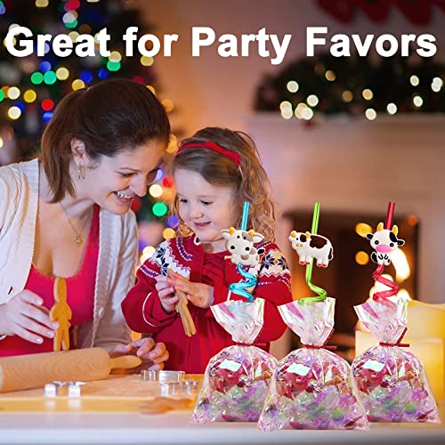 25 Cow Party Favors Drinking Straws Goodie Gifts for Boys Girls Holy Cow Im One Birthday Party Supplies with 2 PCS Cleaning Brushes