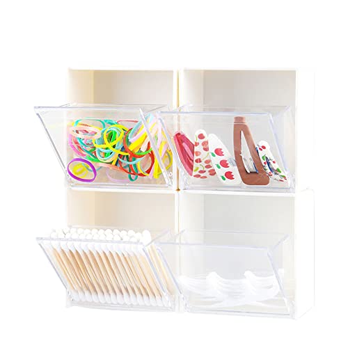 Meltset Wall Mounted Storage Box Self-Adhesive Water&Dust Proof Storage Dispenser Transparent Acrylic Organizer Bathroom Small Storage Container for Cotton Ball, Cotton Pad, Bandaid