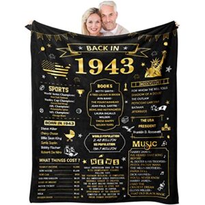 neuturs 80th birthday gifts for women men blanket, happy 80th birthday decorations for women men, best 80th birthday gifts for 80 year old woman, 1943 80 year old birthday gifts throw blanket 50"x60"