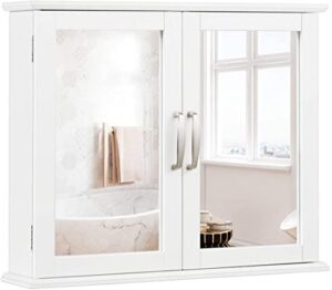 luarane bathroom medicine cabinet, wall mounted cabinet with double mirror doors, storage organizer cabinet with 2 storage shelves, mirror cabinet for bathroom entryway living room, white