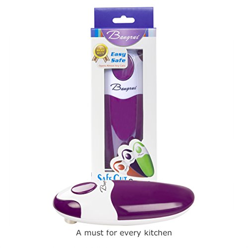 Kitchen Automatic Safety Cordless One Tin Touch Electric Can Opener&Bangrui Professional Electric Can Opener.One-touch switch .Smooth can edge.Being friendly to left-hander and arthritics!(Purple)