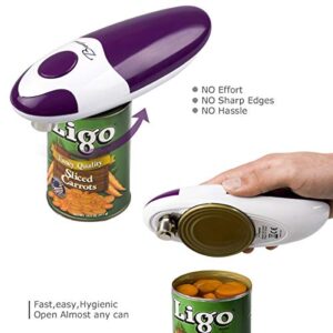 Kitchen Automatic Safety Cordless One Tin Touch Electric Can Opener&Bangrui Professional Electric Can Opener.One-touch switch .Smooth can edge.Being friendly to left-hander and arthritics!(Purple)