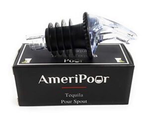 ameripour - speed pourer - patron pour spout - made 100% in the usa. free flow bar spouts that don't leak - no cracks, just a smooth cocktail pour every time. (clear)