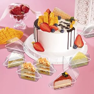 200 Pcs Cake Slice Containers with Lids Clear Plastic Hinged Cheesecake Containers Individual Disposable Triangle Cake Boxes for Pie Slice Cheesecake, Tres Leches, Flan, Desserts - Take Out Togo